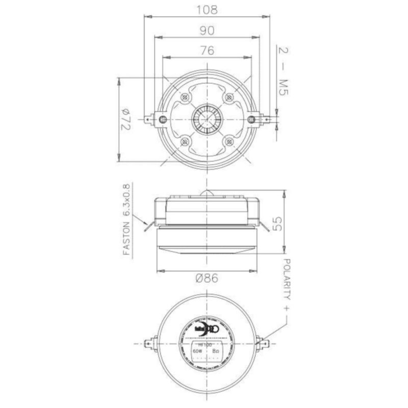 Faital Pro HF100 8ohm 1" 30 watt Ferrite Compression Driver - Lean Business